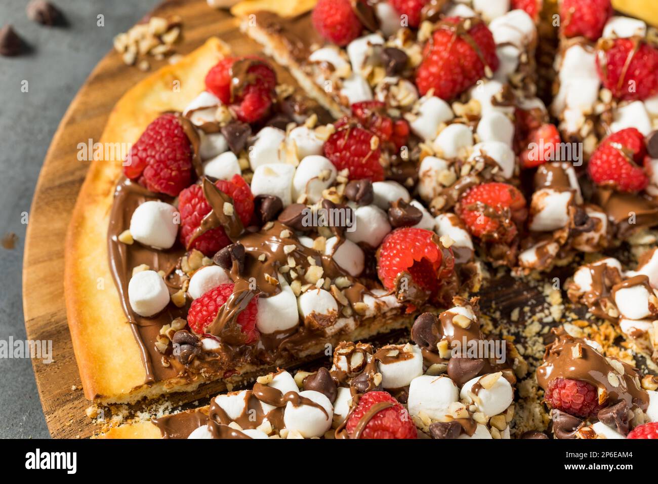 Homemade Sweet Chocolate Hazelnut Pizza Pastry with Marshmallows and ...