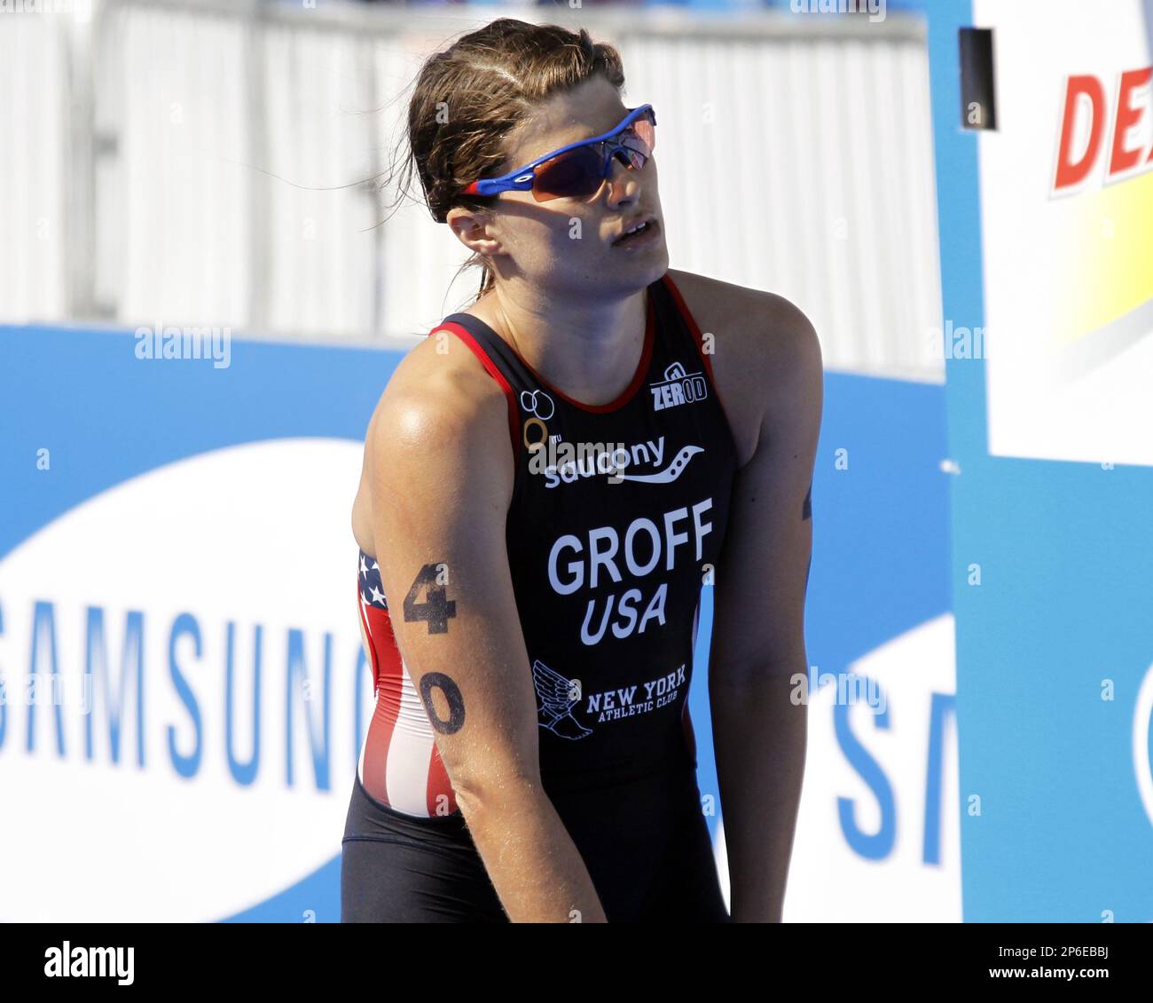 Sarah Groff, of Hanover, N.H. at the finish at the ITU World ...