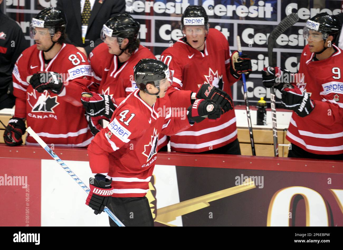 Canada's Alexandre Burrows #41 celebrates after he scored team's ...