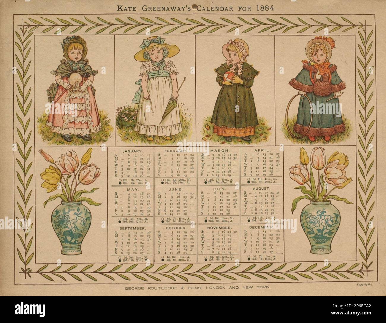 Kate Greenaway, Calendar for 1884: four girls, 1883, chromolithograph ...