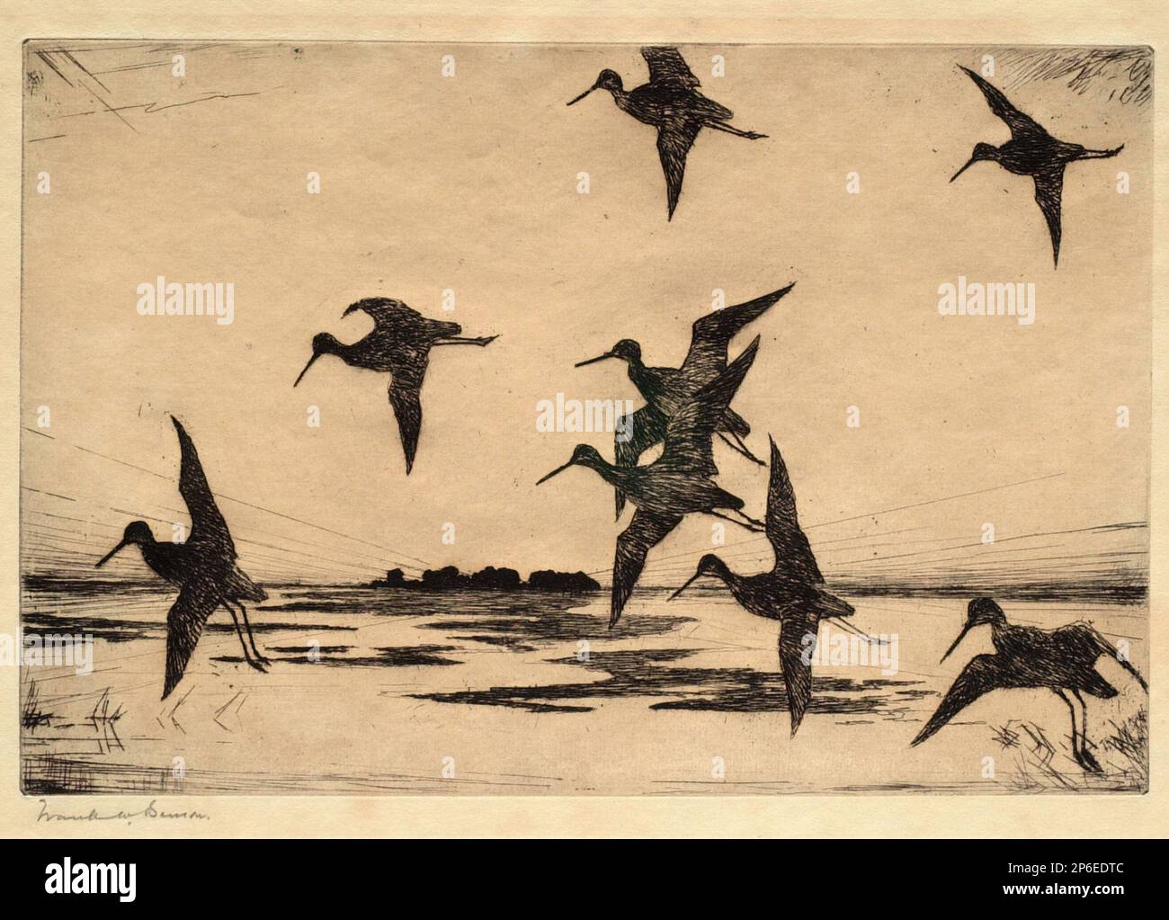 Frank Weston Benson, Yellow Legs at Dusk, 1928, etching on paper Stock ...