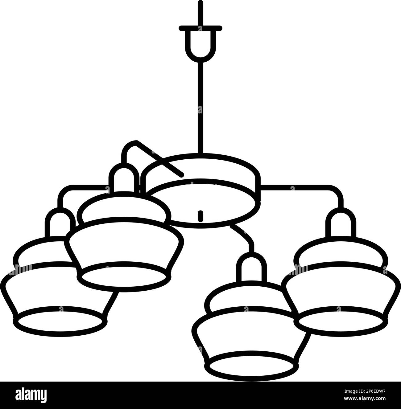 hanging lamp ceiling line icon vector illustration Stock Vector Image ...