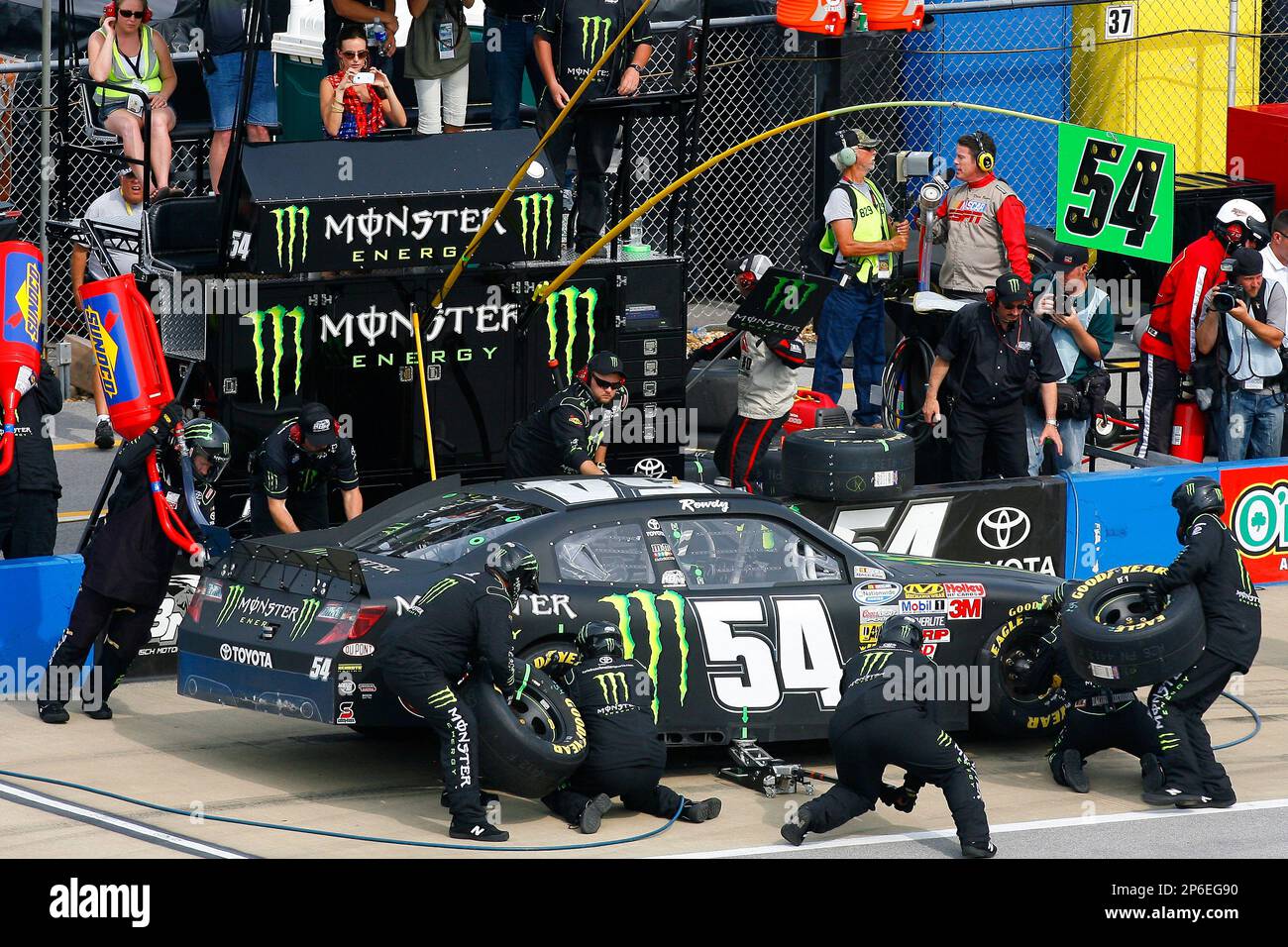 Kyle Busch pit stop during Saturday's NASCAR Nationwide Series auto ...