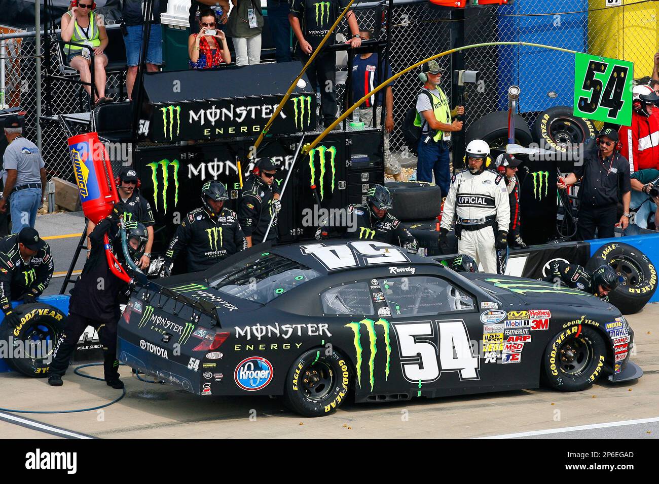 Kyle Busch pit stop during Saturday's NASCAR Nationwide Series auto ...