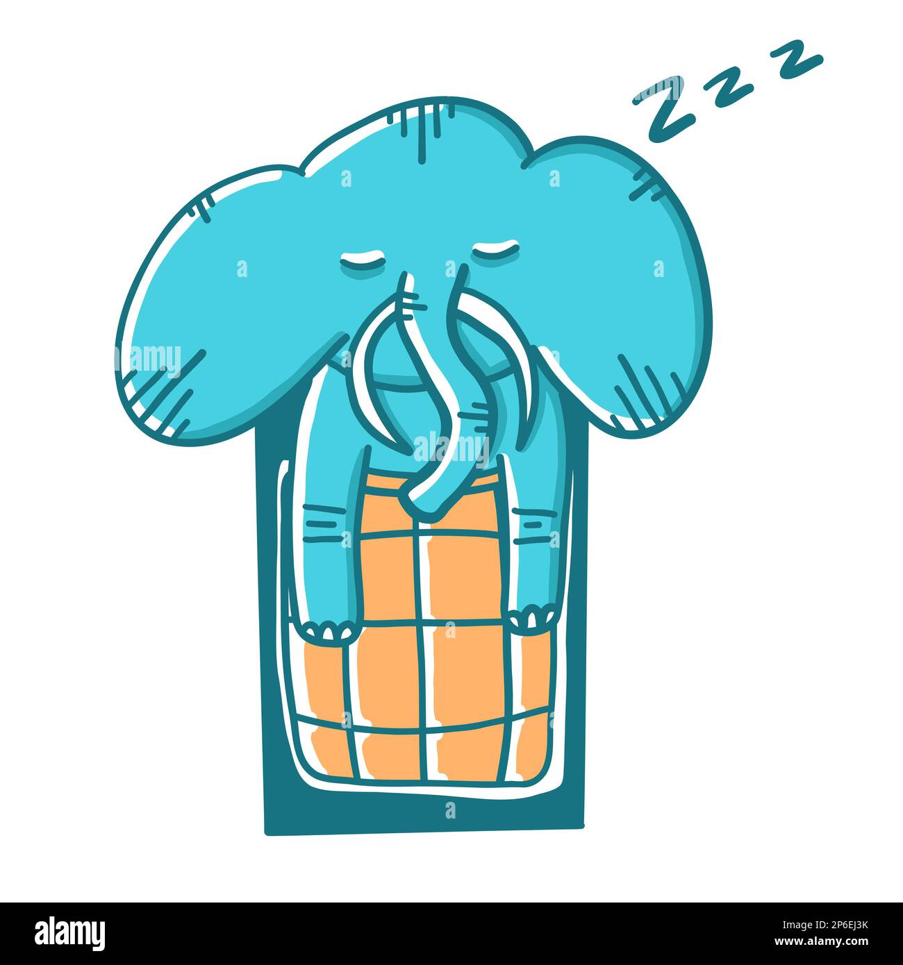 Happy New Year. Elephant sleeping in warm duvet. Vector illustrations ...