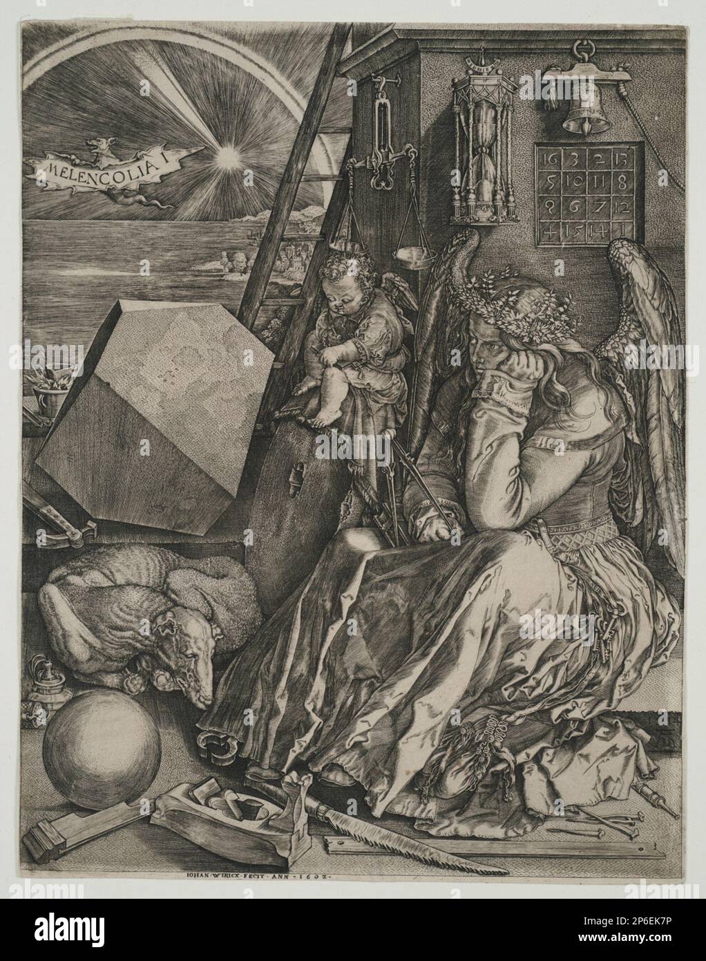 Jan Wierix, Melencolia I, 1602, engraving on paper Stock Photo - Alamy