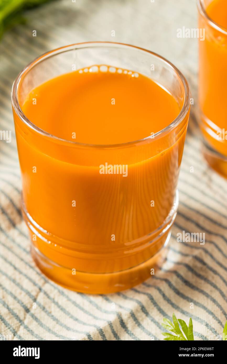 Cold Refreshing Raw Carrot Juice Ready to Drink in a Glass Stock Photo ...
