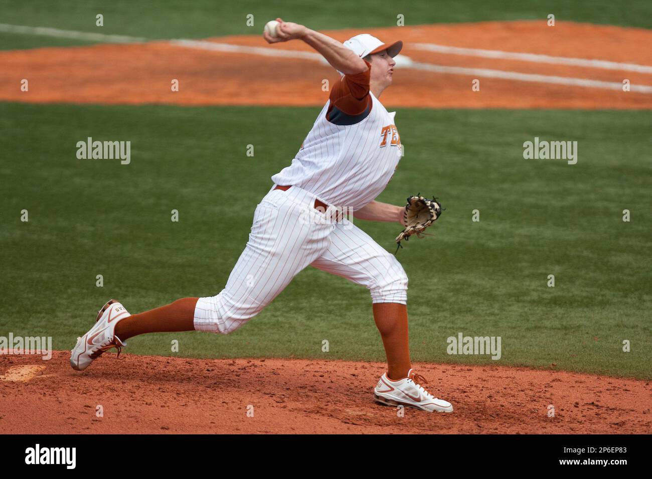 Texas Longhorns pitcher Parker French #24 delivers during the NCAA ...