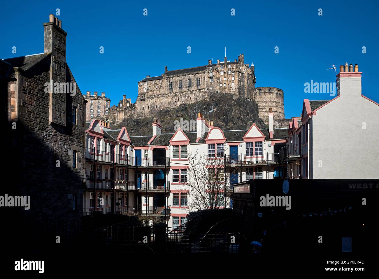 Edinburgh Castle viewed from West Port with Portsburgh Square, early ...