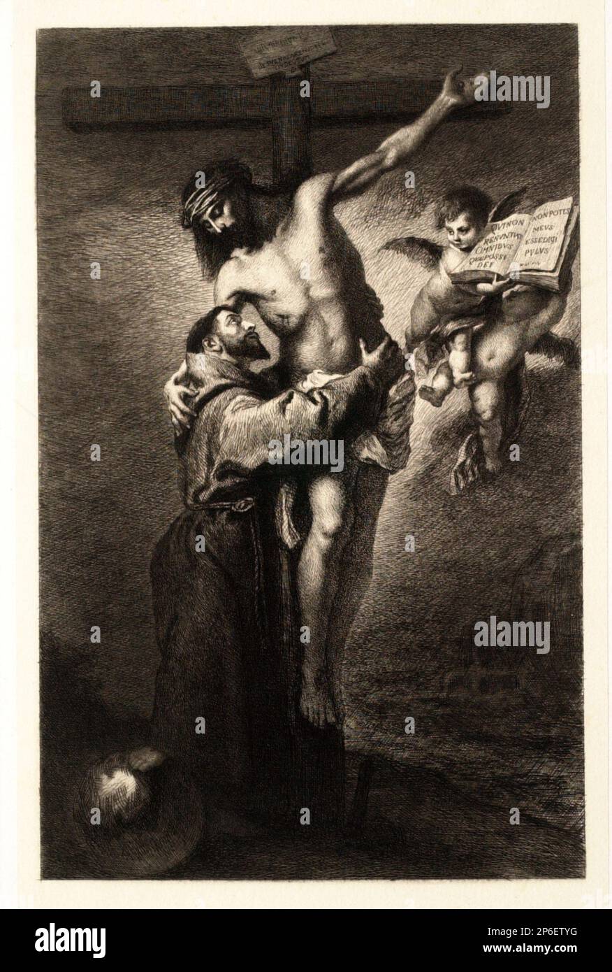 After Bartolomé Estebán Murillo, Christ on the Cross with Saint Francis ...