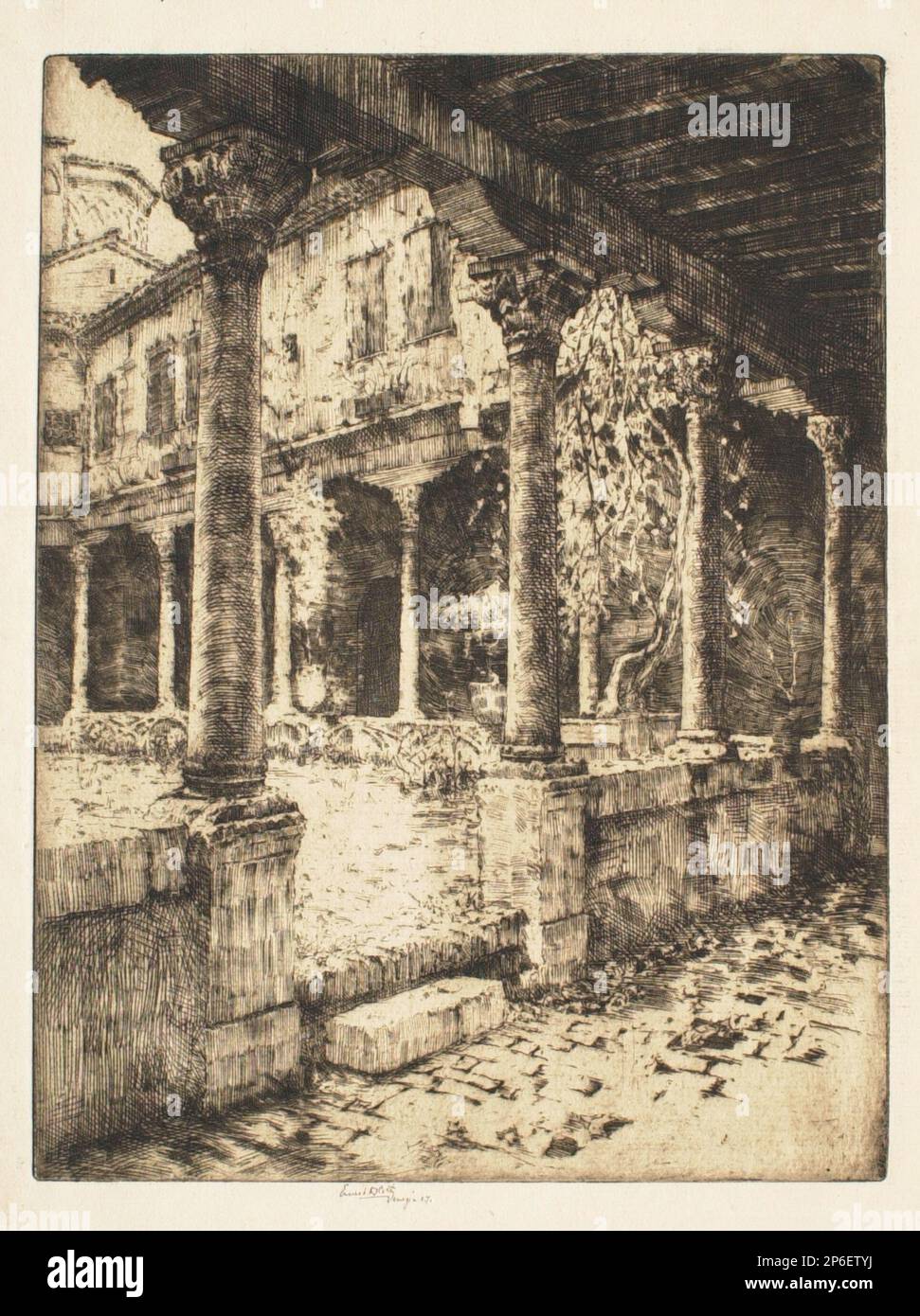 Ernest David Roth, The Abbazia, San Gregorio, 1907, etching on laid ...