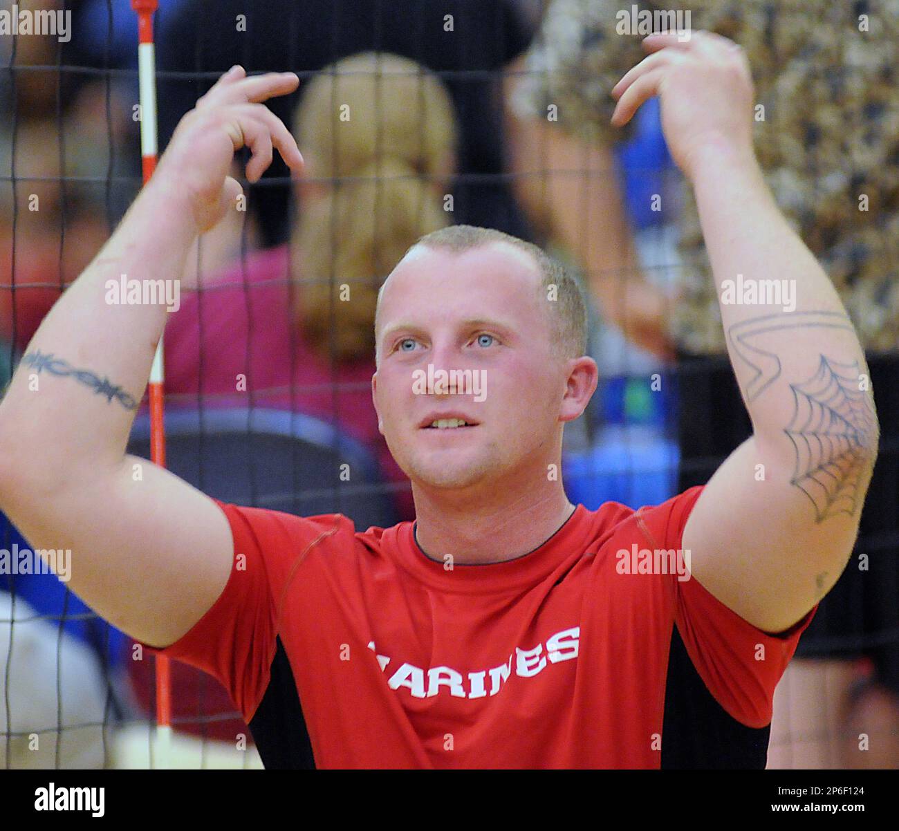 May 3, 2012: Marine Corps Wounded Warrior, Matthew Roach, urges on the ...