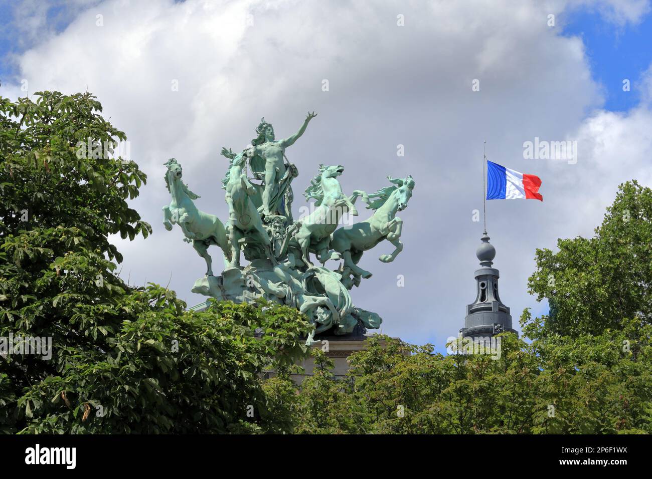 The Grand Palais bronze quadriga statue of flying horses and chariot by ...