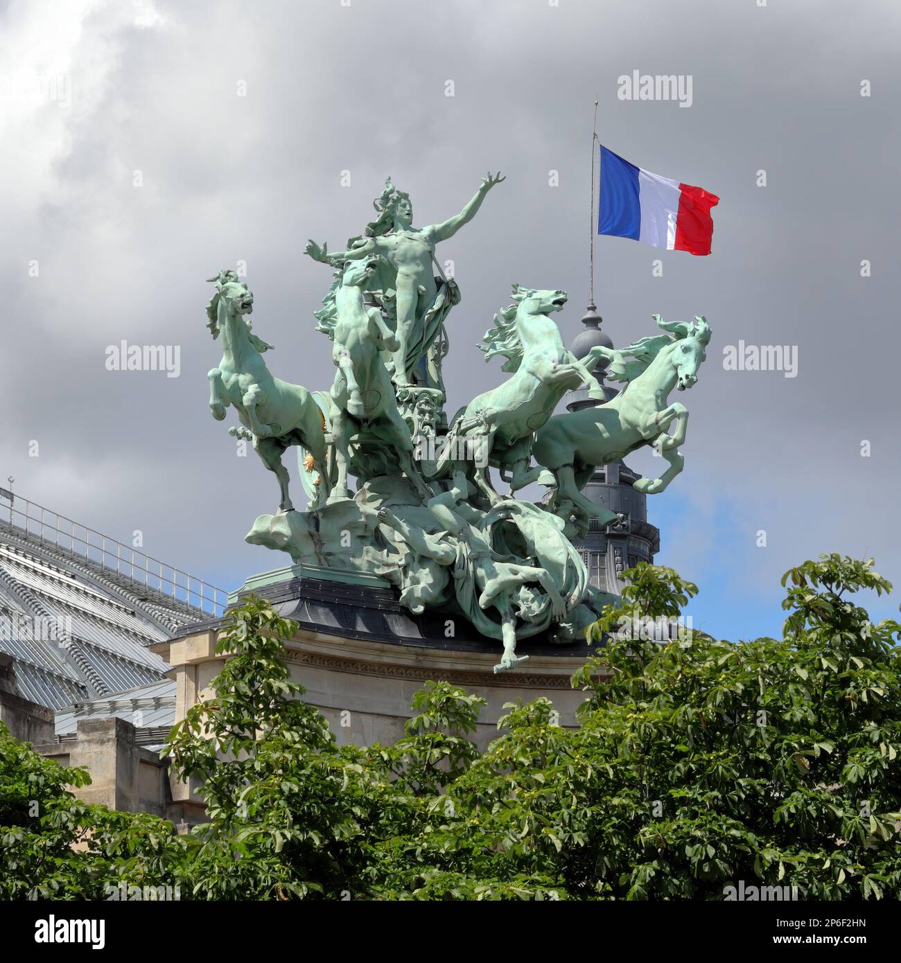 The Grand Palais bronze quadriga statue of flying horses and chariot by ...