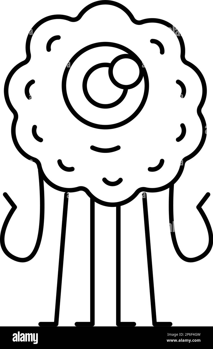 happy monster funny line icon vector illustration Stock Vector Image ...