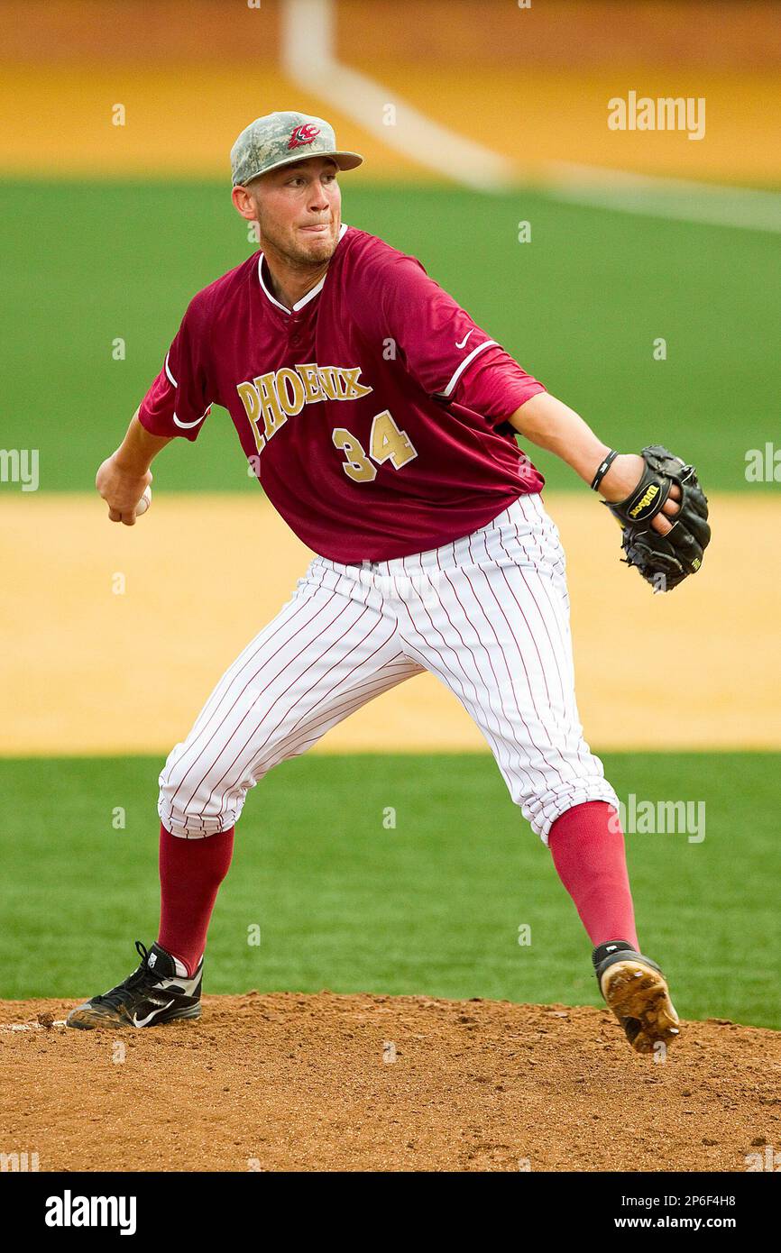 Elon Phoenix starting pitcher Jim Stokes #34 in action against the Wake ...