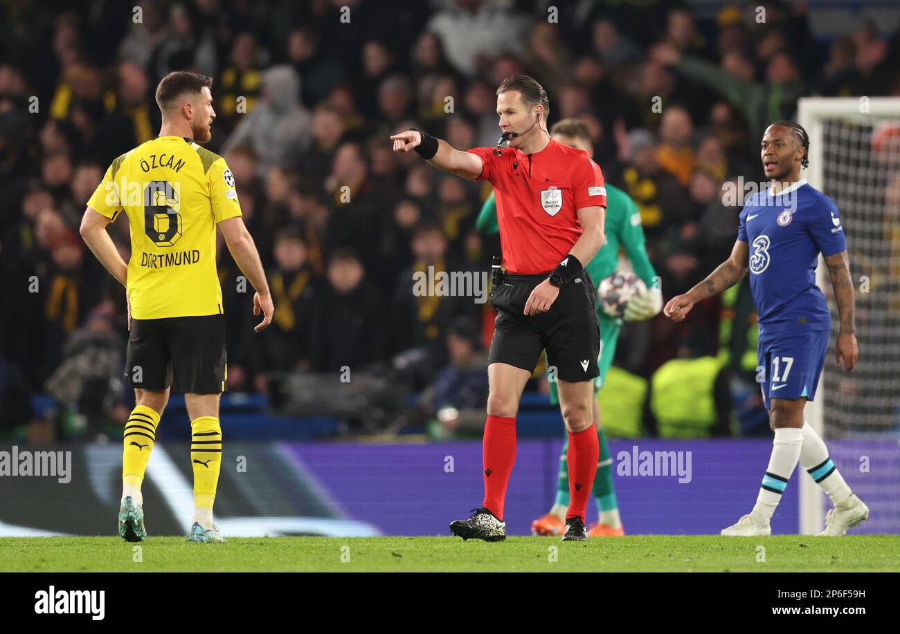 London, England, 7th March 2023. Referee Danny Makkelie disallows the ...