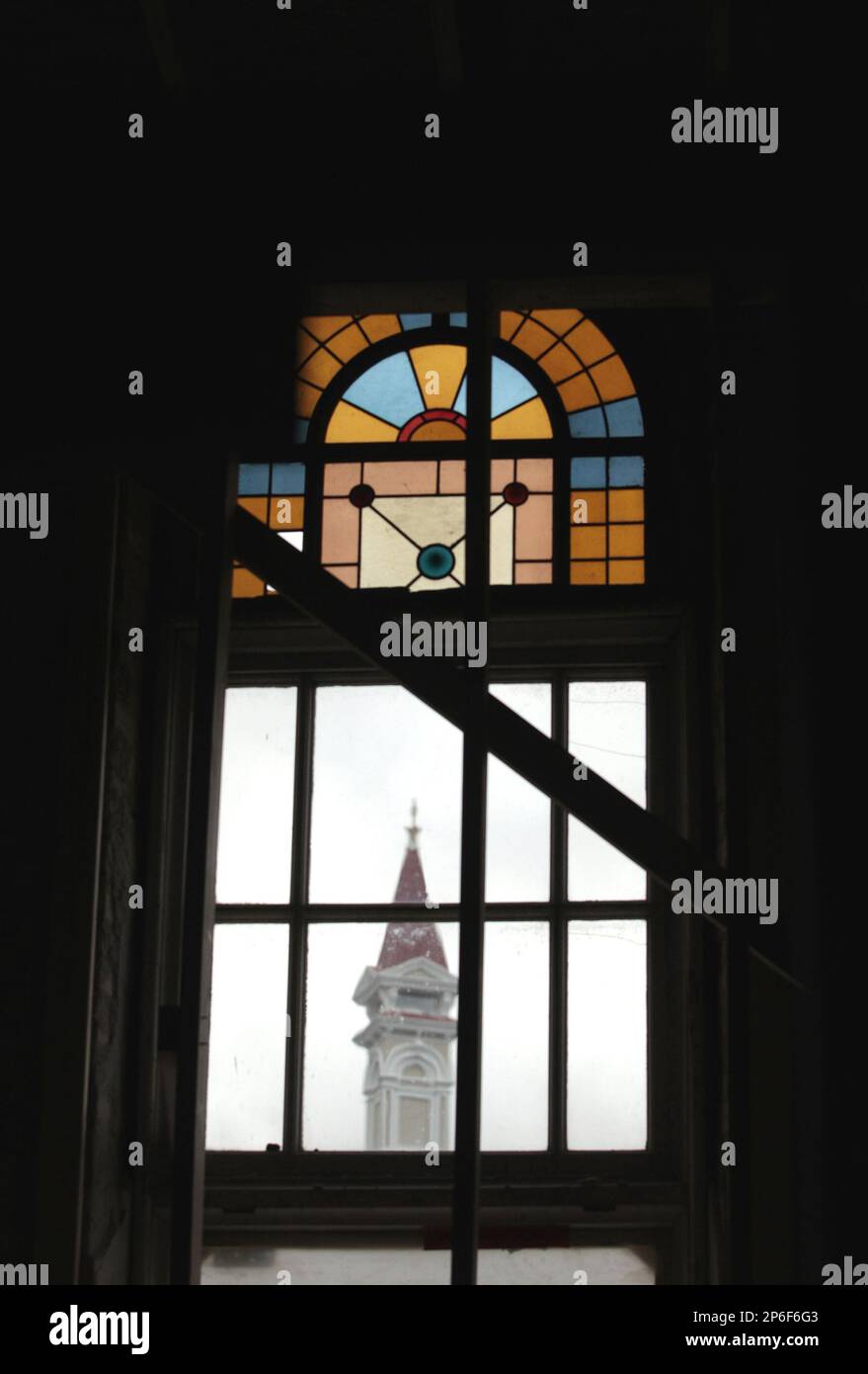 In an April 26, 2012 photo, one of the stained glass windows in the ...