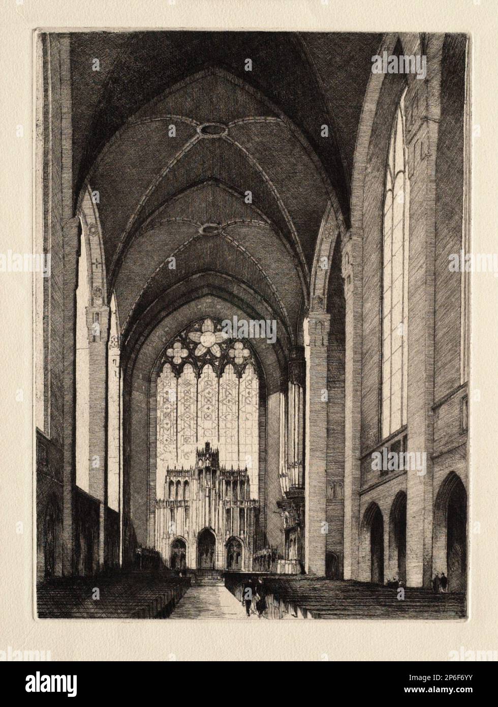 Leon René Pescheret, Rockefeller Chapel, 1934, etching on wove paper ...