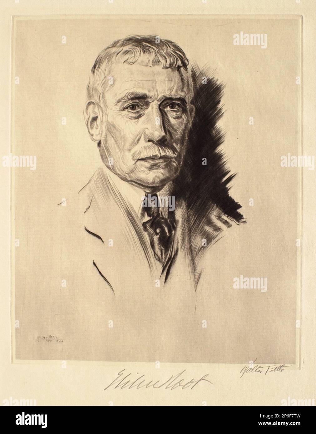 Walter Tittle, The Honorable Elihu Root, 1922, drypoint on wove paper ...