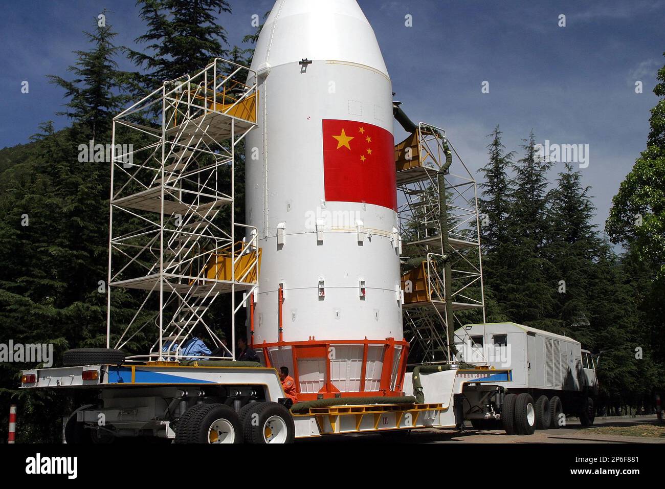 A Long March 3B rocket and two Beidou satellites are delivered to the ...