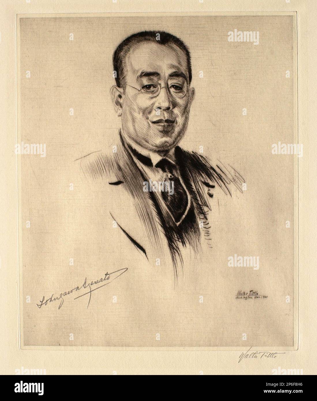 Walter Tittle, Prince Tokugawa, 1921, drypoint on wove paper Stock ...