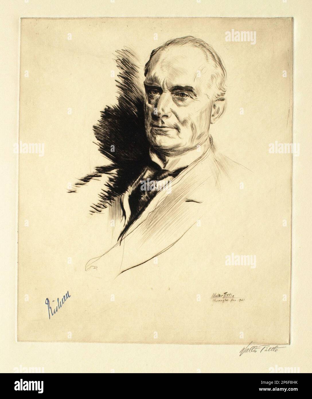 Walter Tittle, Lord Riddell, 1921, drypoint on wove paper Stock Photo ...