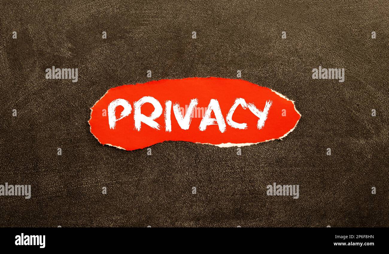PRIVACY phrase is written on multi-colored stickers, on the white ...