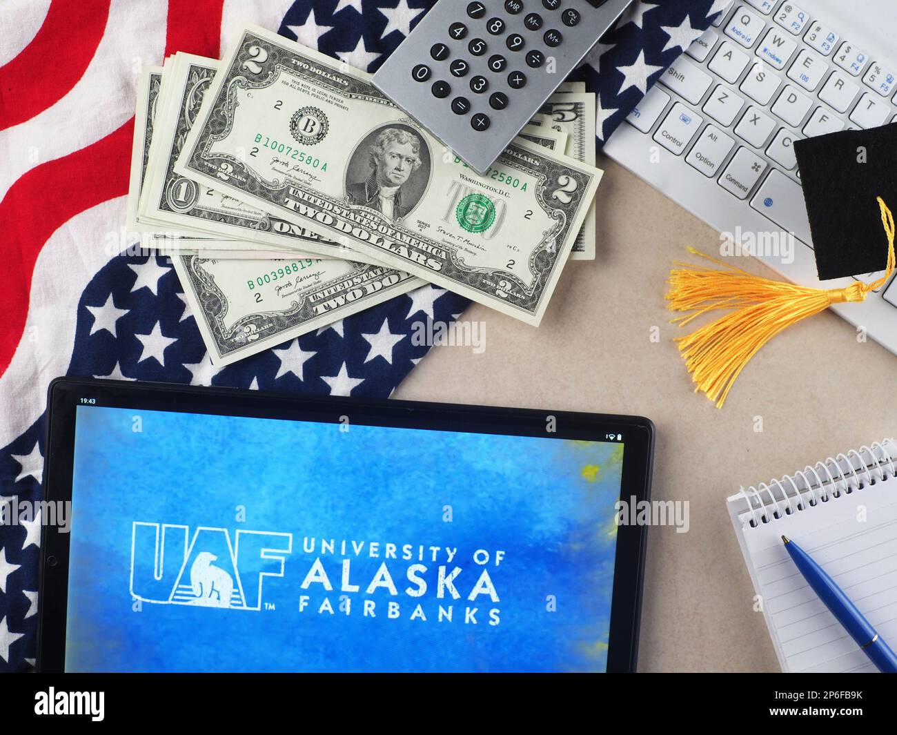 In this photo illustration, University of Alaska Fairbanks logo seen ...