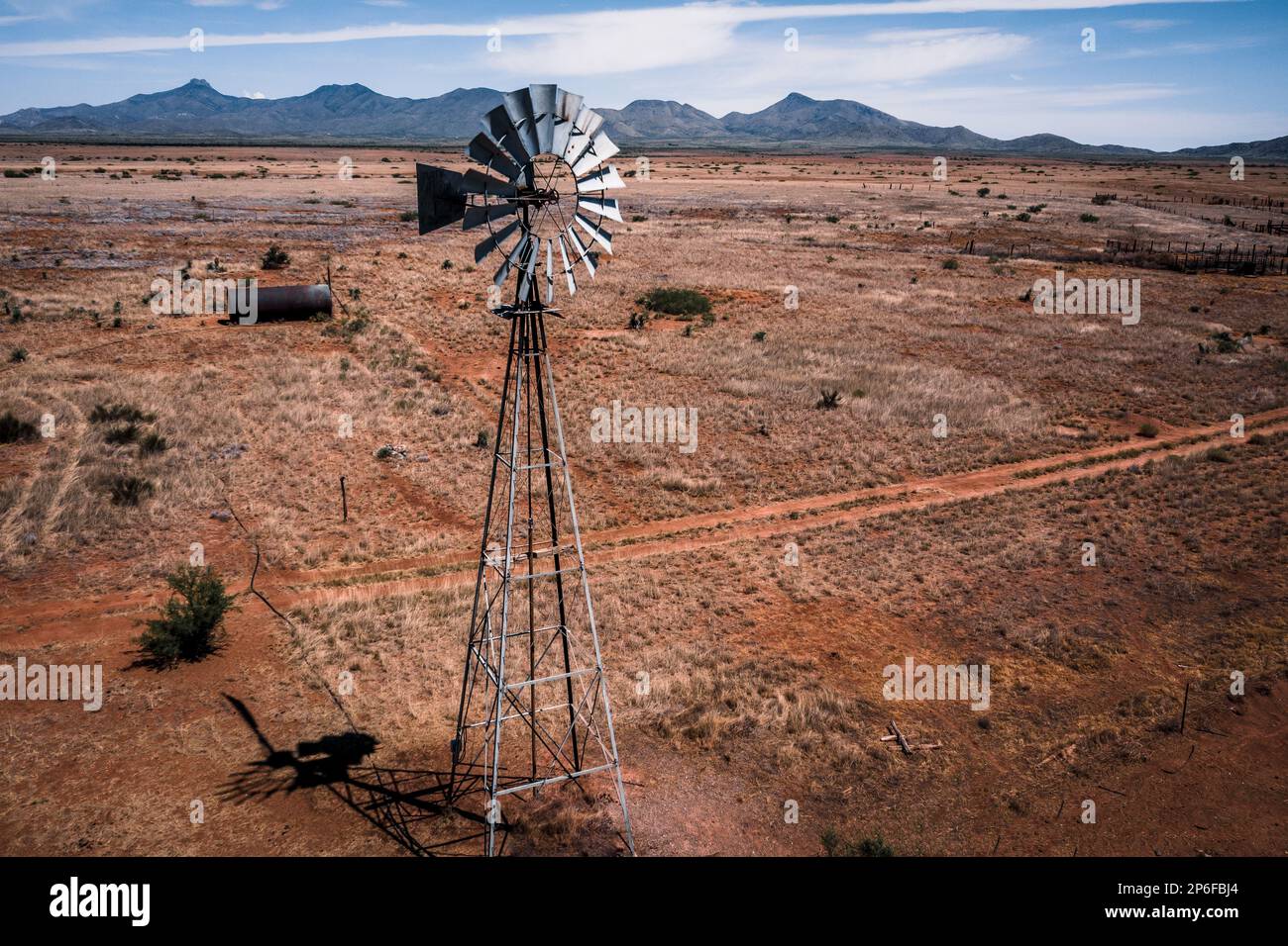 Aerial view of a Arizona windmill Stock Photo - Alamy