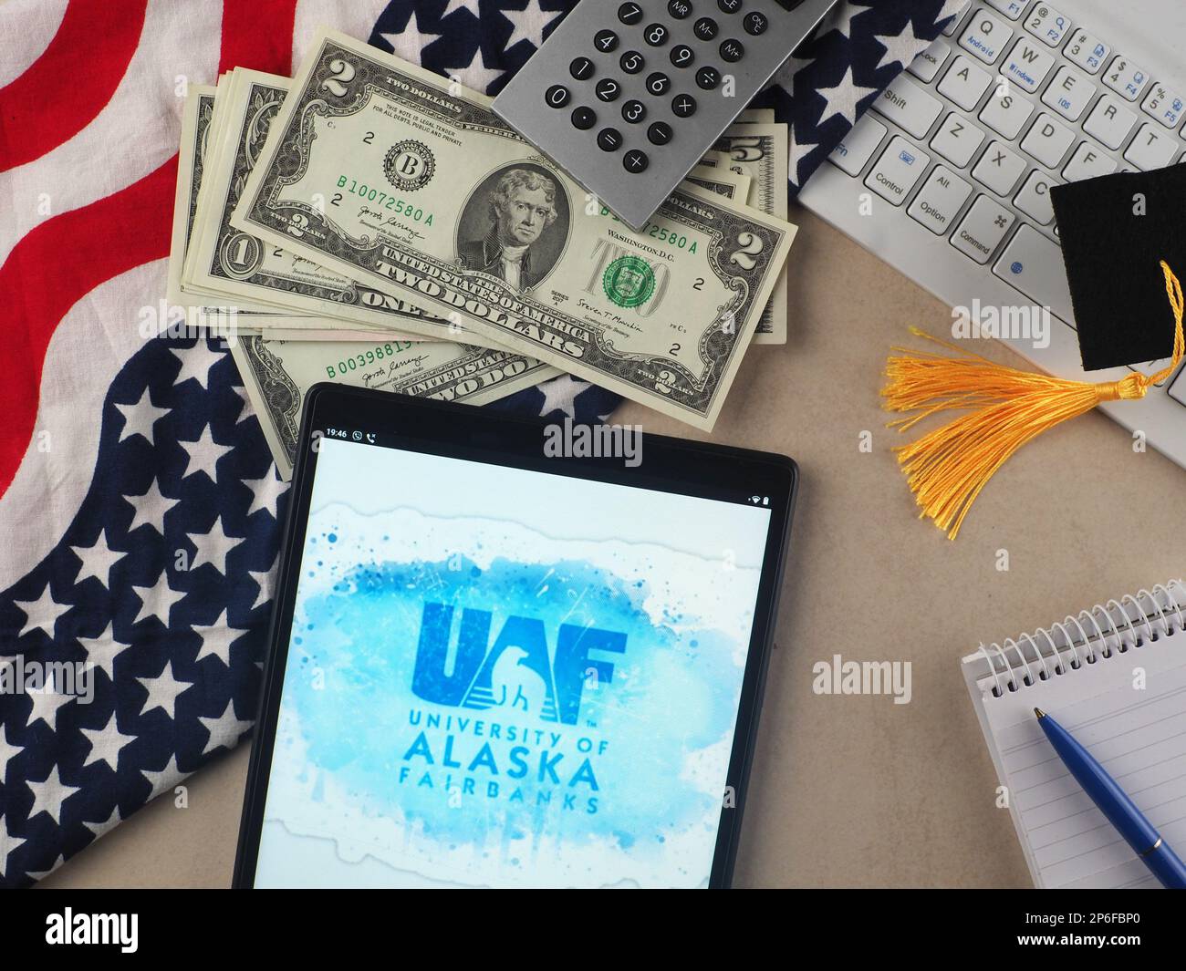 In this photo illustration, University of Alaska Fairbanks logo seen ...