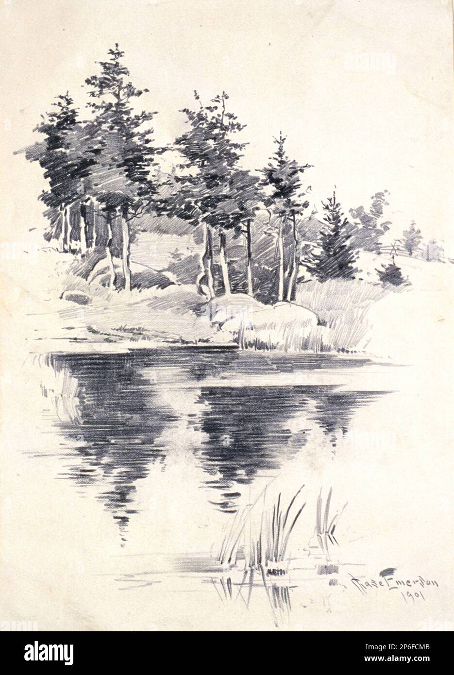 Charles Chase Emerson, Landscape, 1901, graphite on paper Stock Photo ...