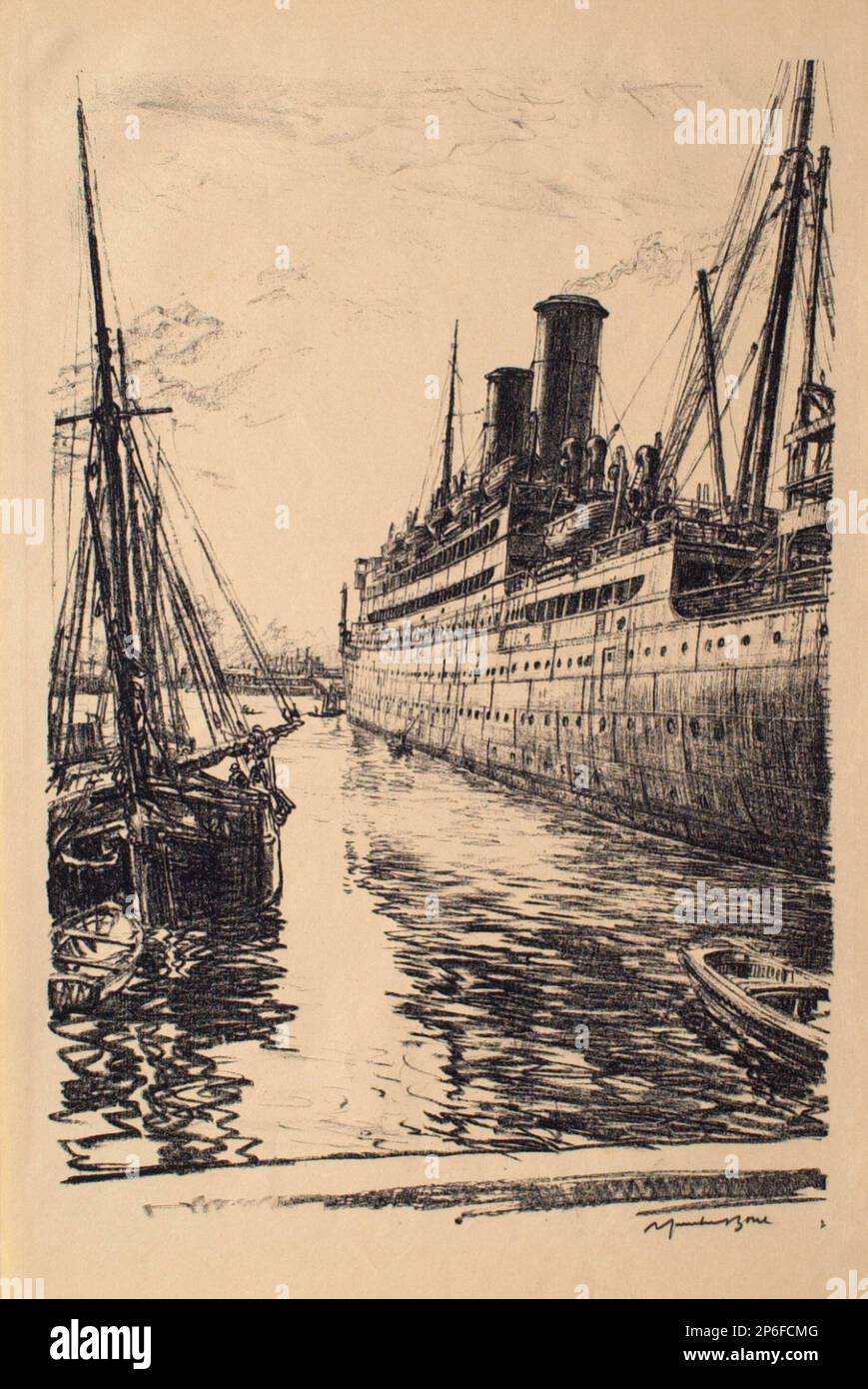 Muirhead Bone, On the Clyde, 1: Building a Cross Channel Train Ferry ...