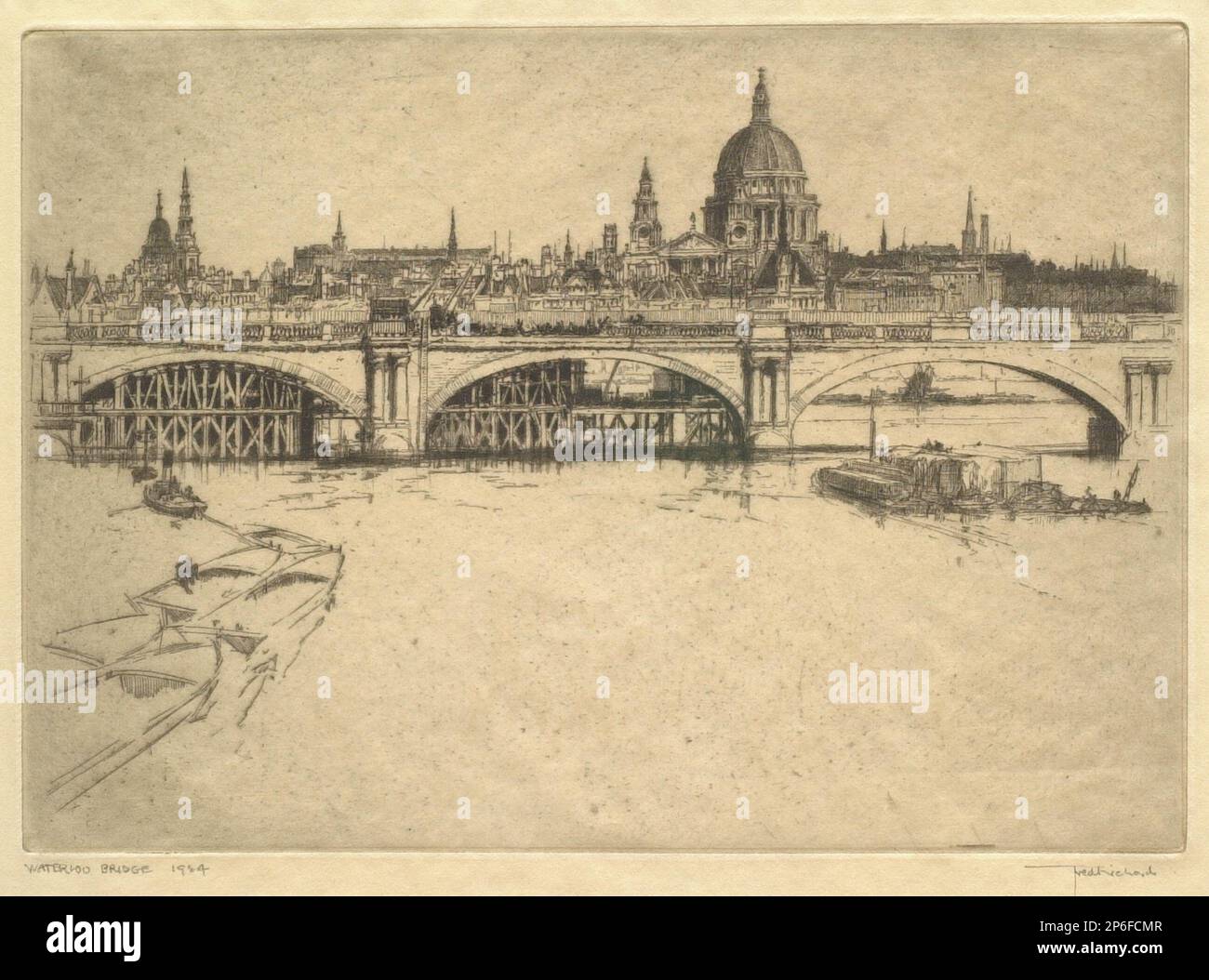Fred Richards, Waterloo Bridge, 1924, etching on wove paper Stock Photo ...
