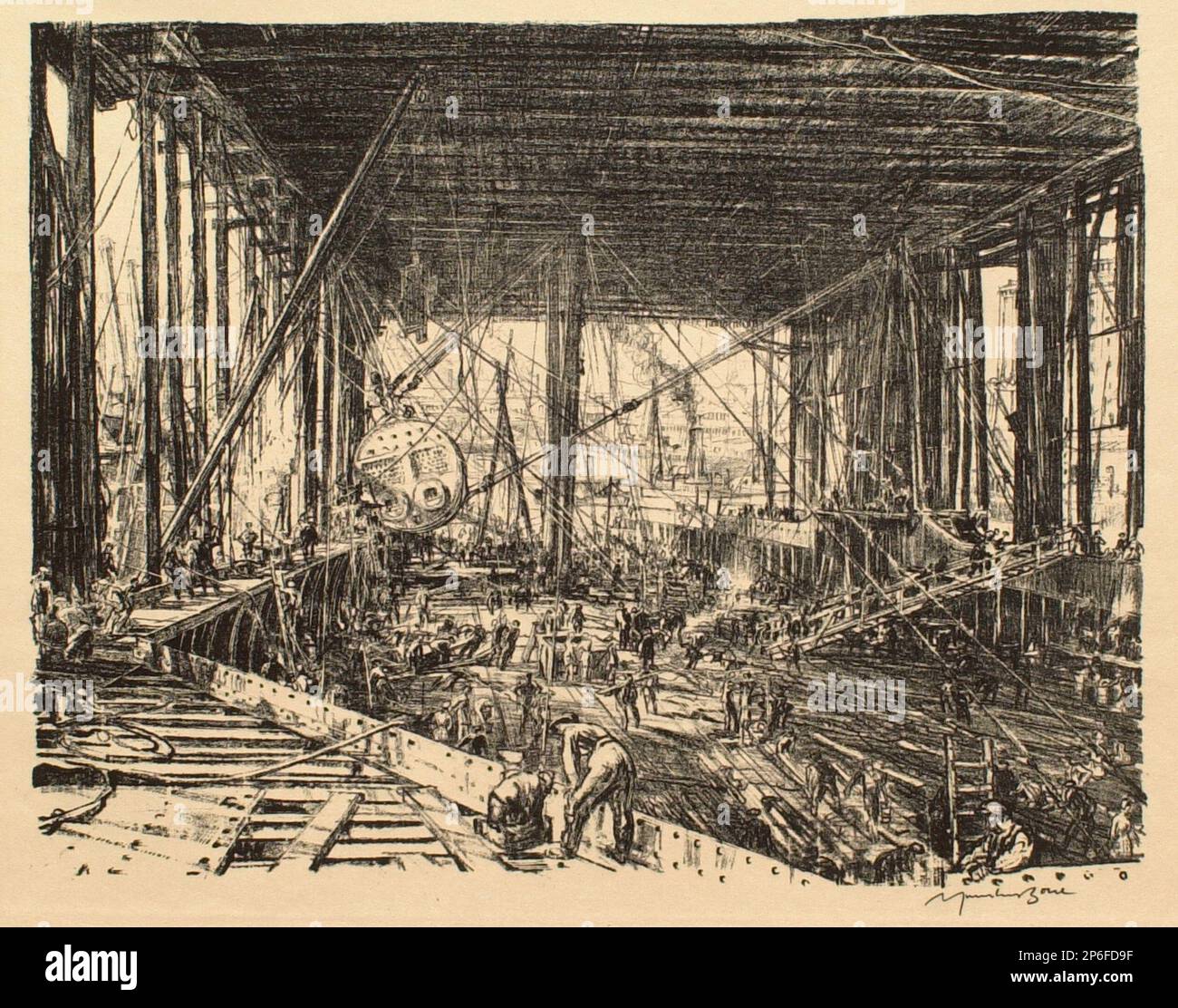 Muirhead Bone, On the Clyde, 3: The Floor of the Train Ferry, 1917–18 ...