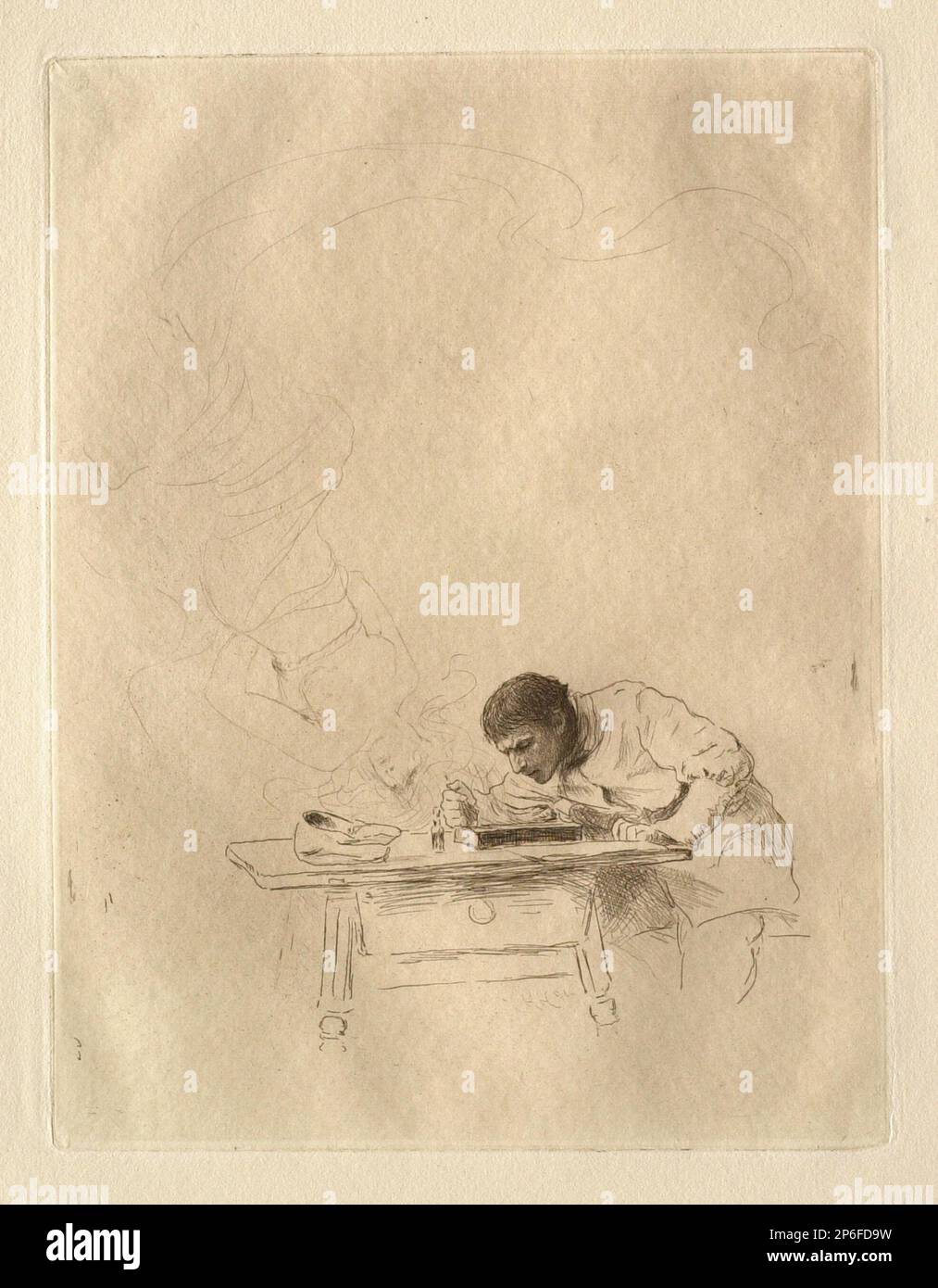 Hubert von Herkomer, The Etcher, 1891, etching on laid paper Stock ...