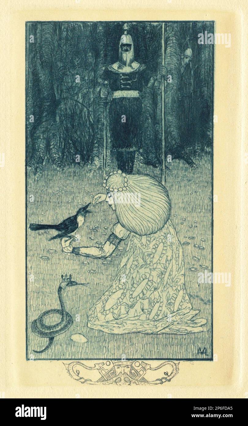 Heinrich Vogeler, Maiden with Magpie, Crowned Snake, Soldier with Lance ...