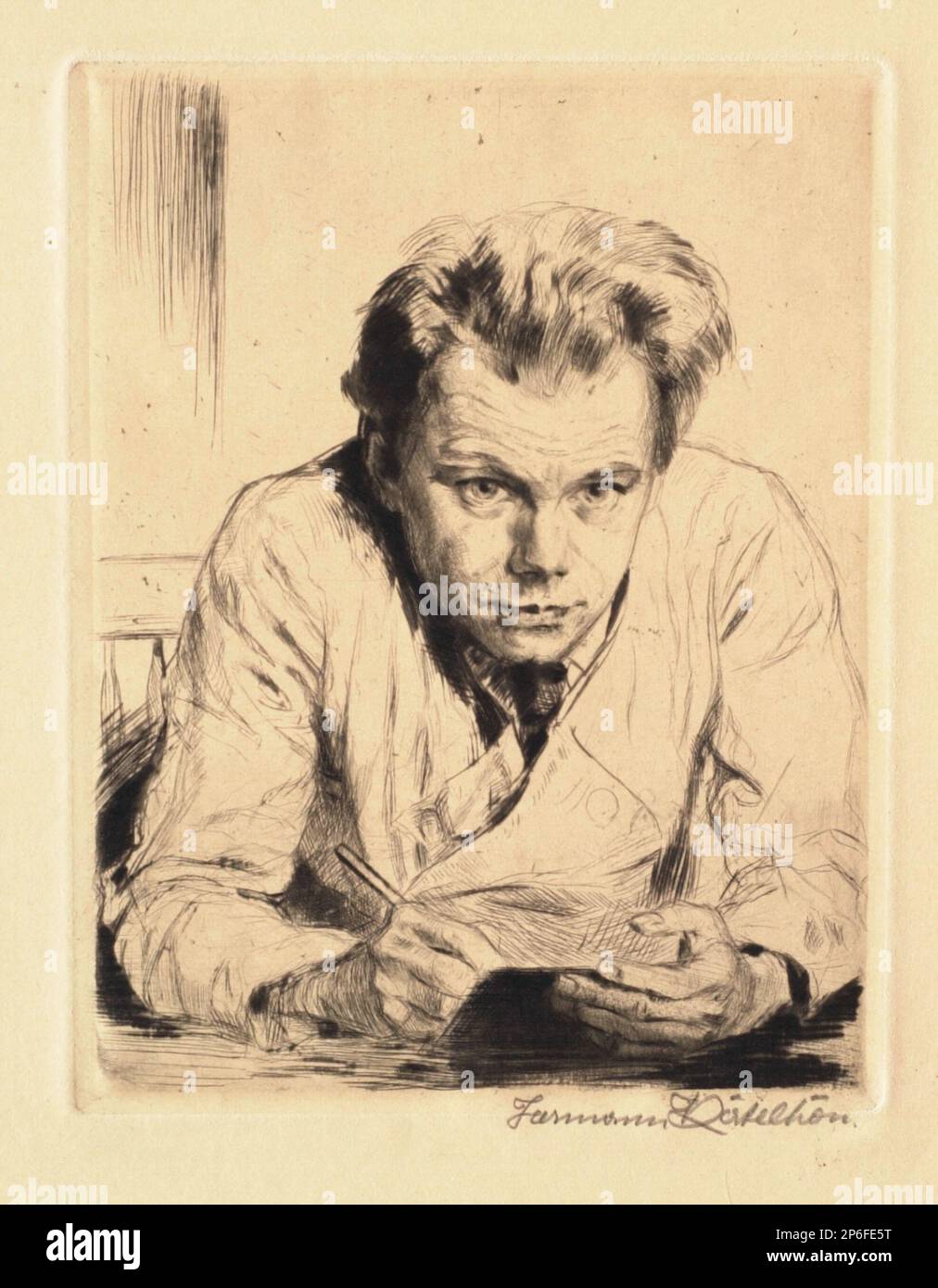 Hermann Katelhon, The Artist Etching, c. 1910, etching on wove paper ...