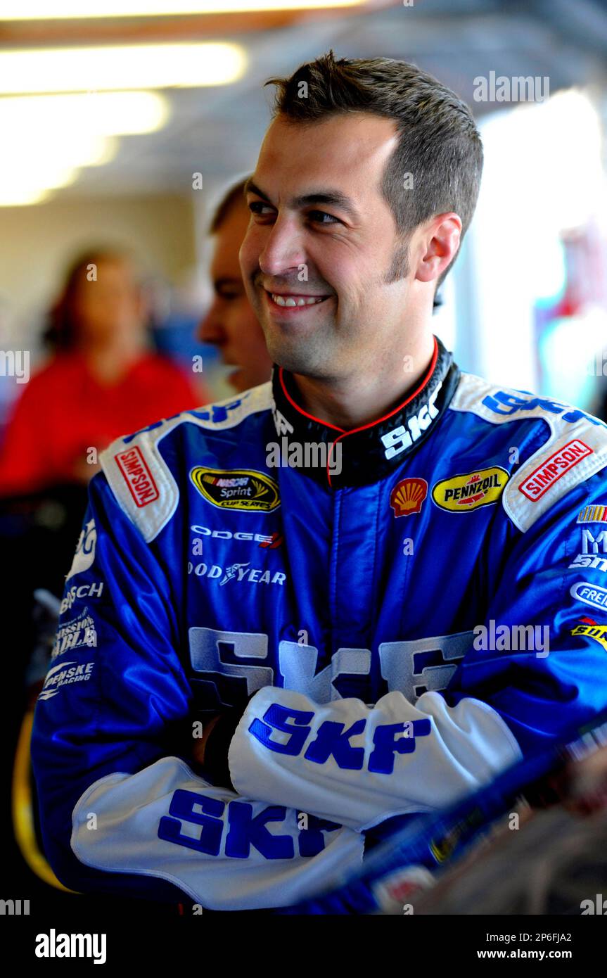 Sam Hornish Jr. during practice for the STP 400 auto race at Kansas ...
