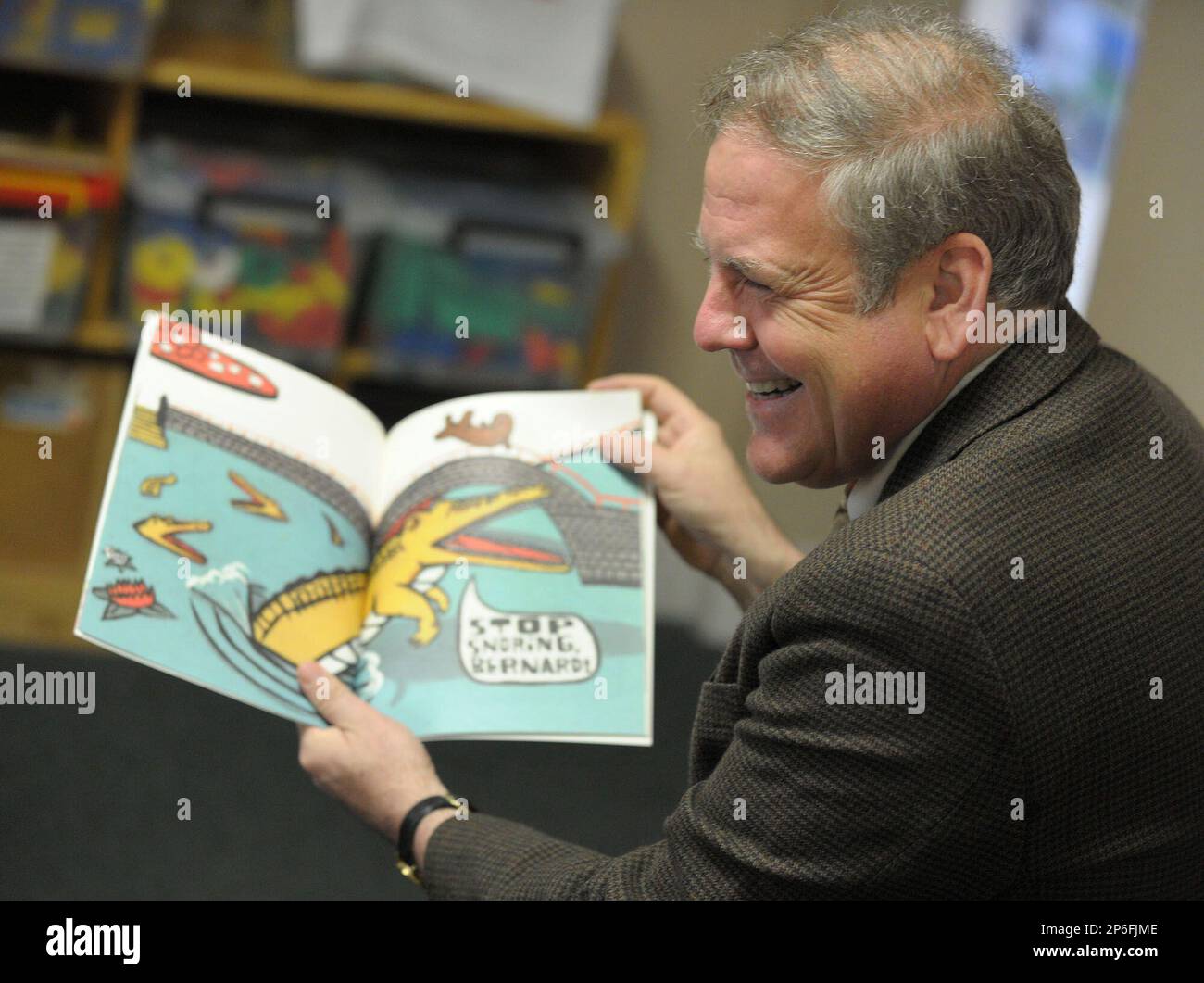 State Rep. Robert Freeman reads reads “Stop Snoring Bernard” to ...