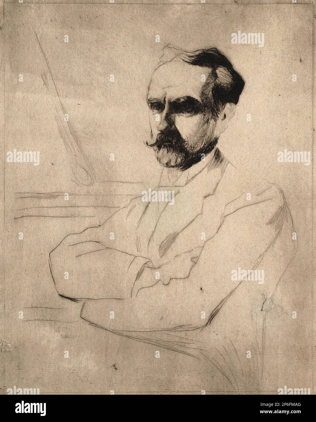 Julian Alden Weir, Portrait of Dr. Robert F. Weir, 1891, drypoint on ...