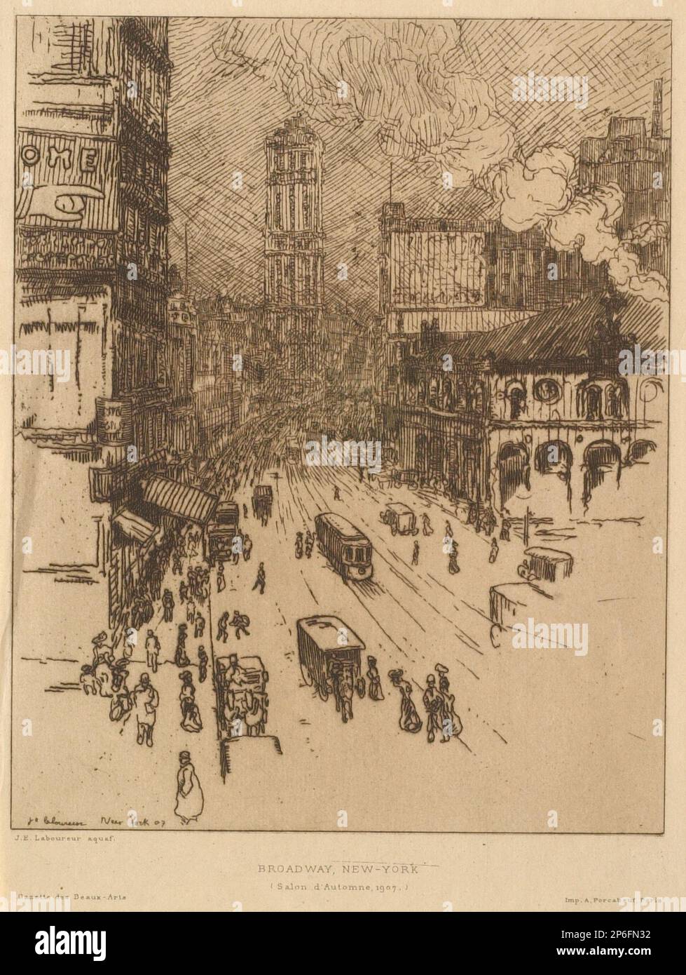 Jean-Emile Laboureur, Broadway, New York, 1907, etching on paper Stock ...