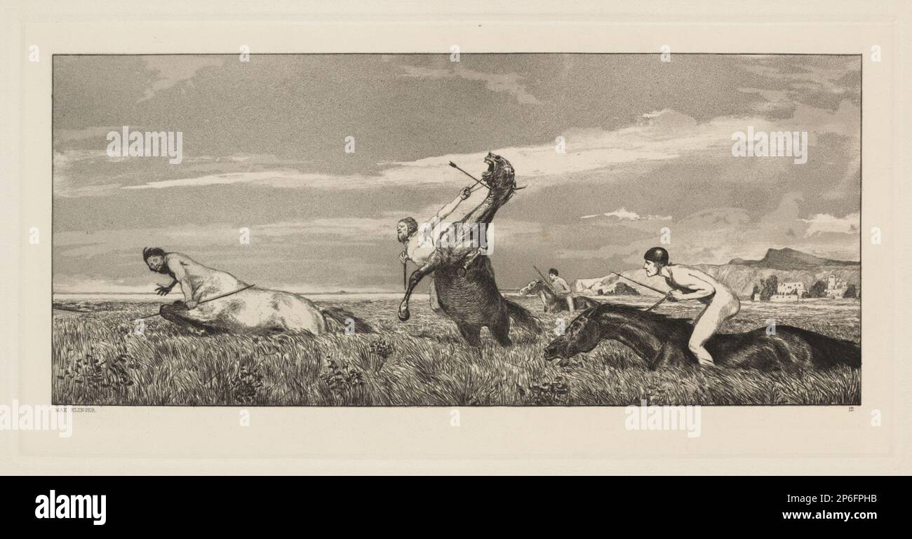 Max Klinger, Intermezzi, Opus IV, Bl. 3: Verfolgter Centaur (Centaur ...