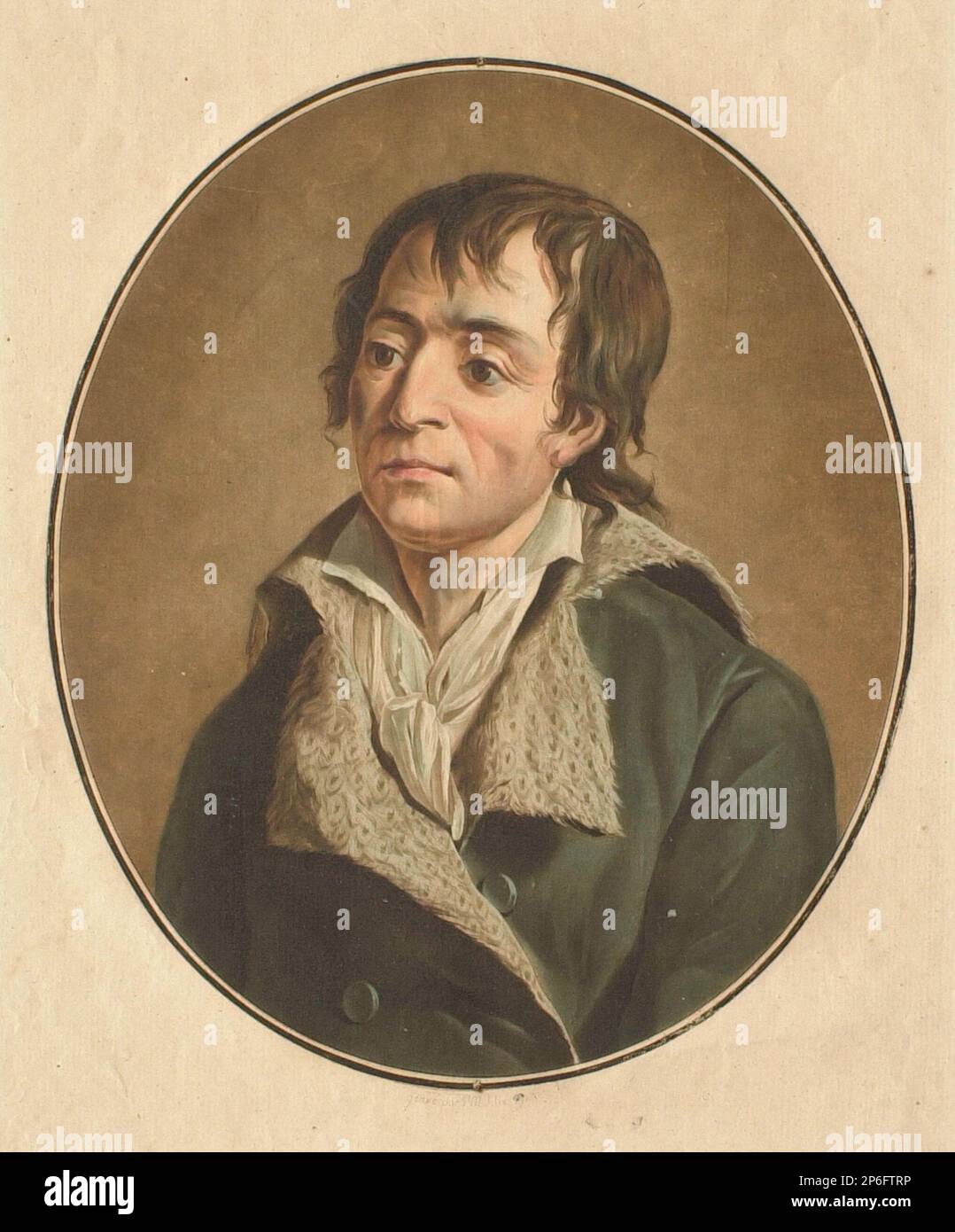 Pierre Michel Alix, Portrait of Jean Paul Marat, 1793, color aquatint ...
