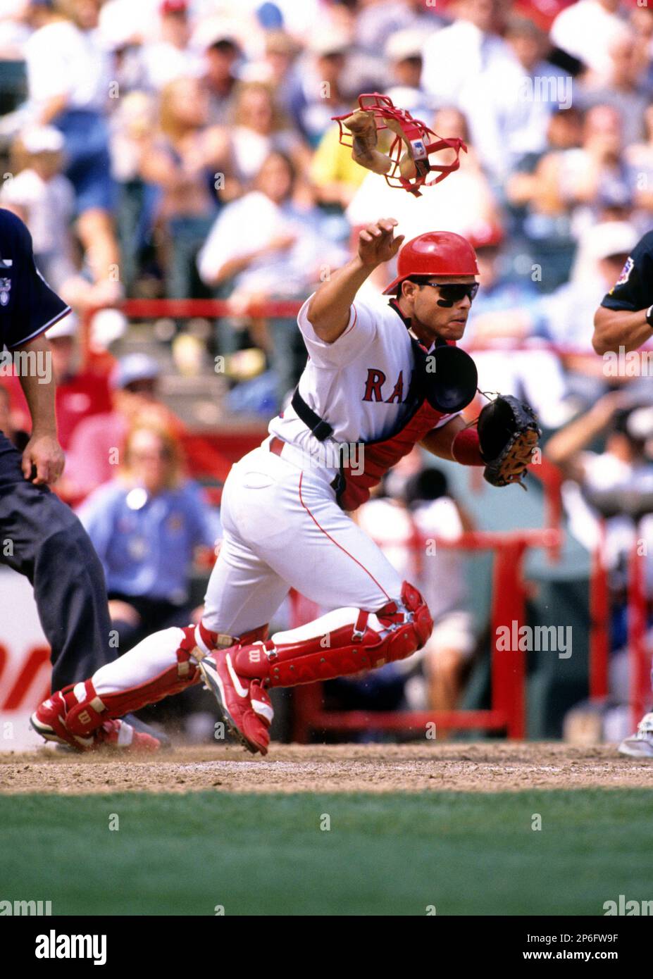 Texas Rangers Catcher Ivan Pudge Rodriguez in a game against the ...