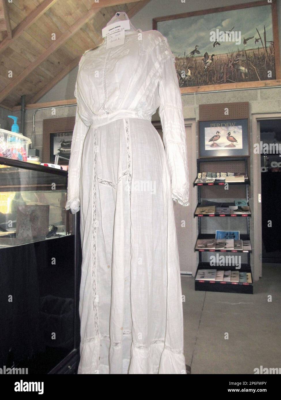 This photo taken April 9, 2012, shows a dress that was worn by Edna ...