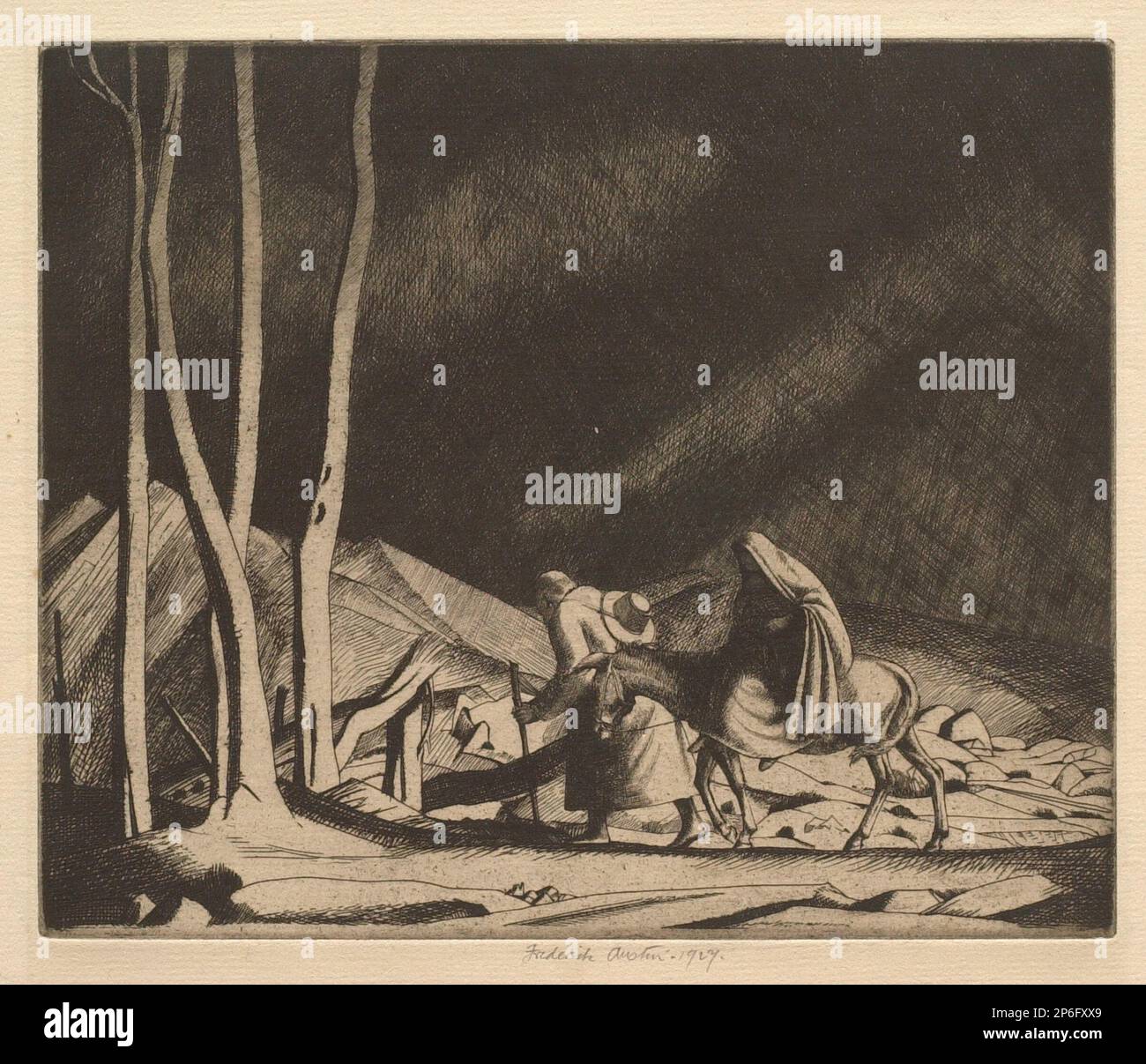 Frederick George Austin, Flight into Egypt, 1927, etching on laid paper ...
