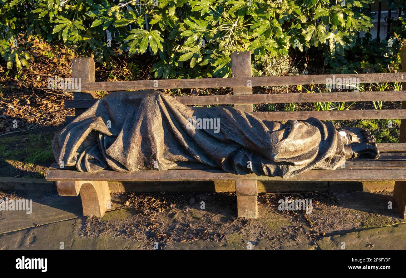 Homeless Jesus statue in Liverpool Stock Photo - Alamy