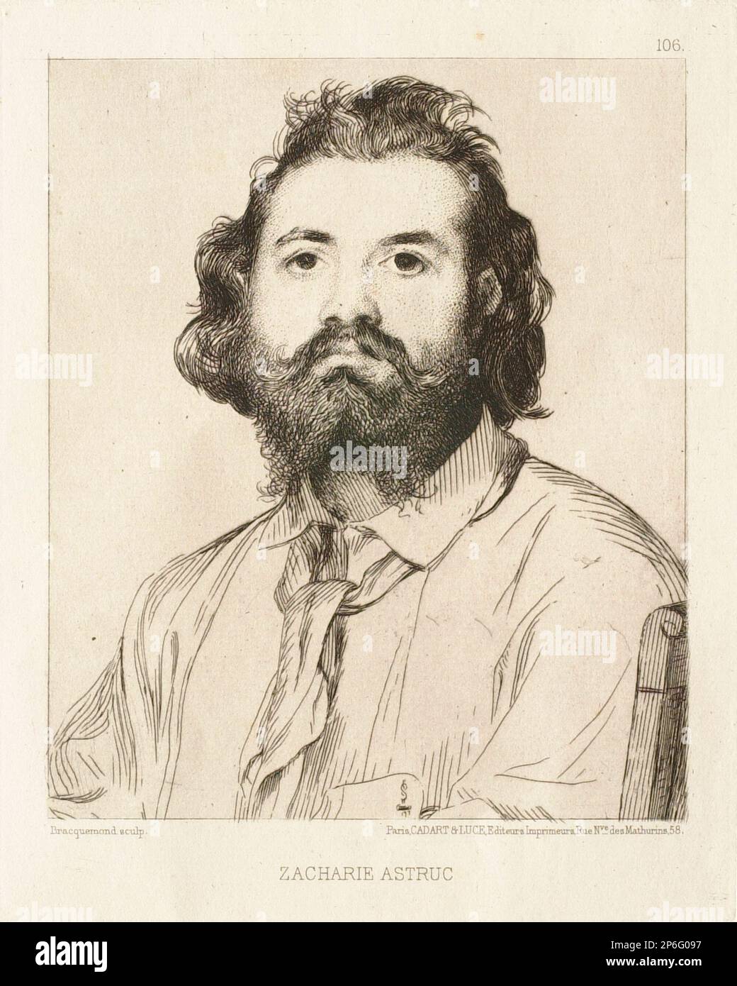 Félix Bracquemond, Portrait of Zacharie Astruc (1835-1907), c. 1865 ...