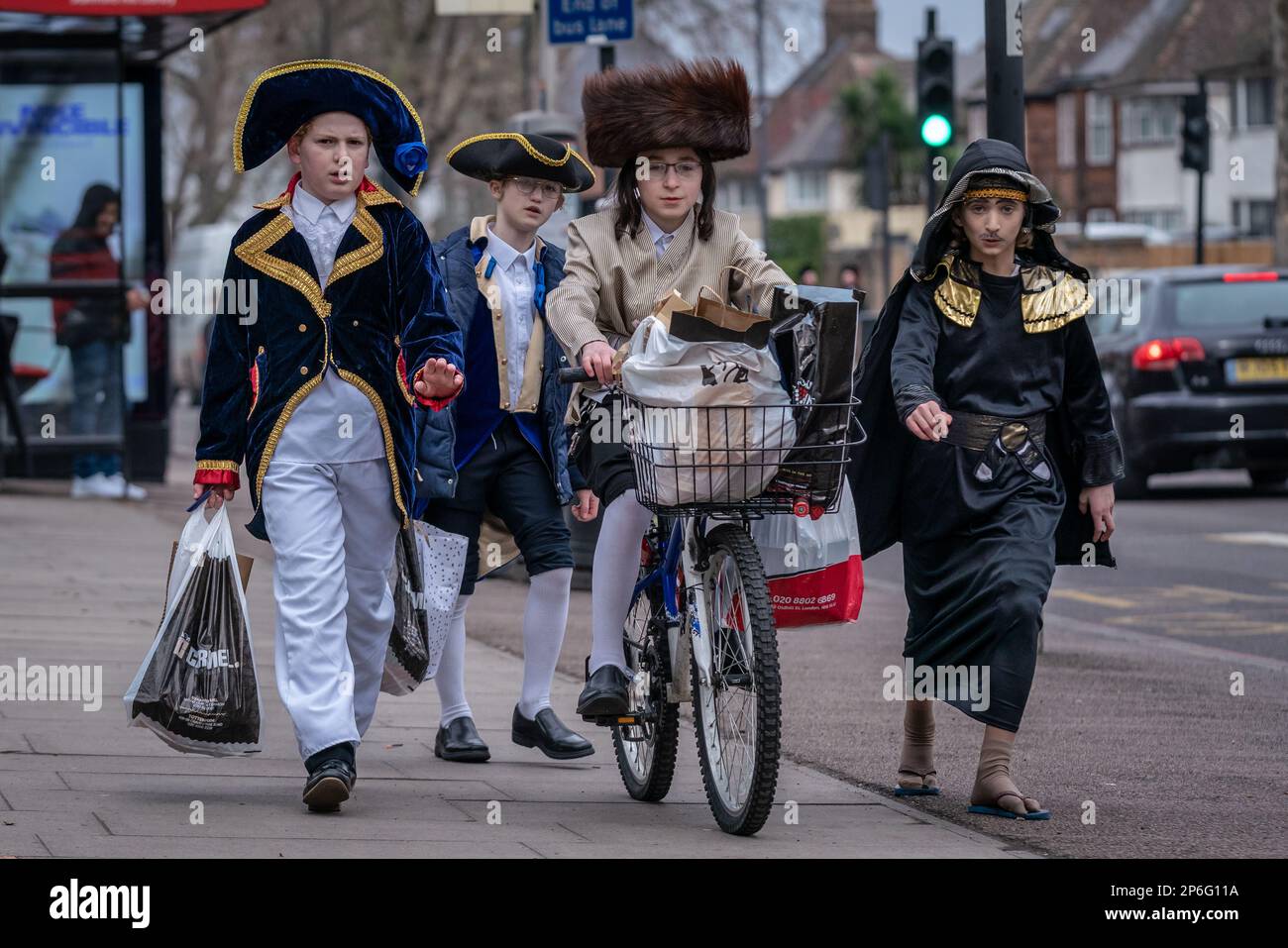 London, UK. 7th March, 2023. British Haredi Jews in north London gather ...